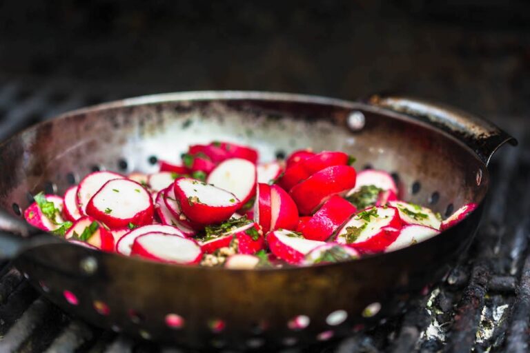 Grilled Radishes with Marinated Garlicky Kale Salad - The Endless Appetite